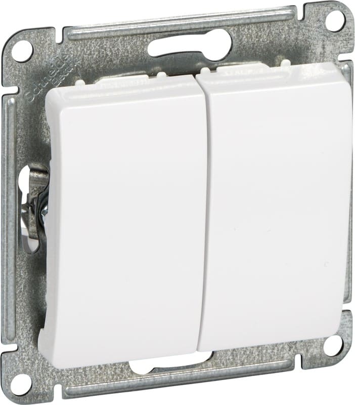 Выключатель двухклавишный Schneider Electric Glossa (белый) в Томске ...