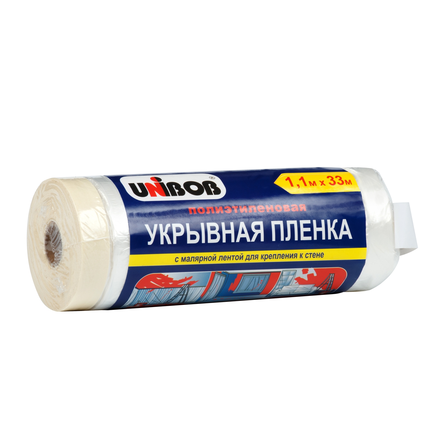 Пленка укрывная с малярной лентой UNIBOB 1,1х33 м, 1/25 в Томске ...