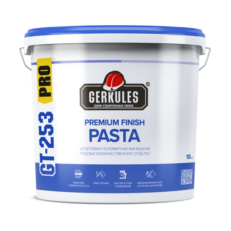 GT-253 Шпаклевка полимерная GERKULES Premium Finish Pasta, 18кг (ведро ...